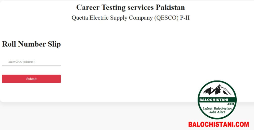 Download Roll No Slip CTSP QESCO 2024