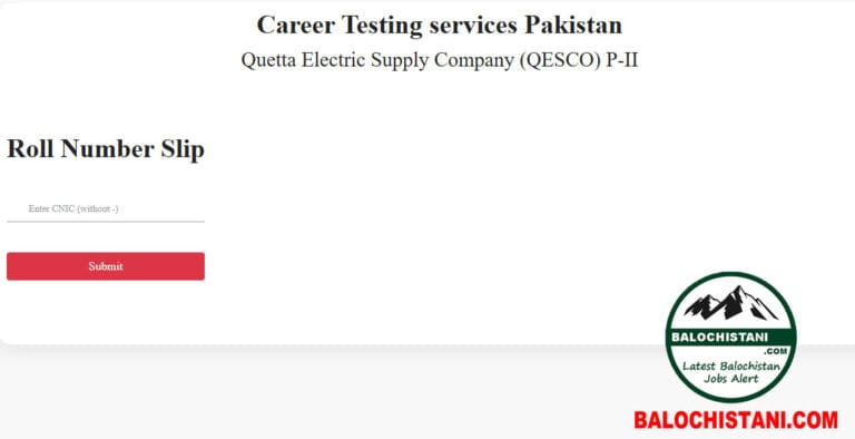 Download Roll No Slip CTSP QESCO 2024