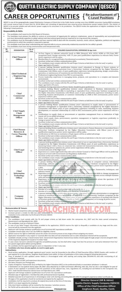 Quetta Electric Supply Company QESCO Jobs 2025