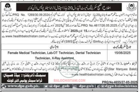 Trauma Center Police Line Quetta Test Interview 2025