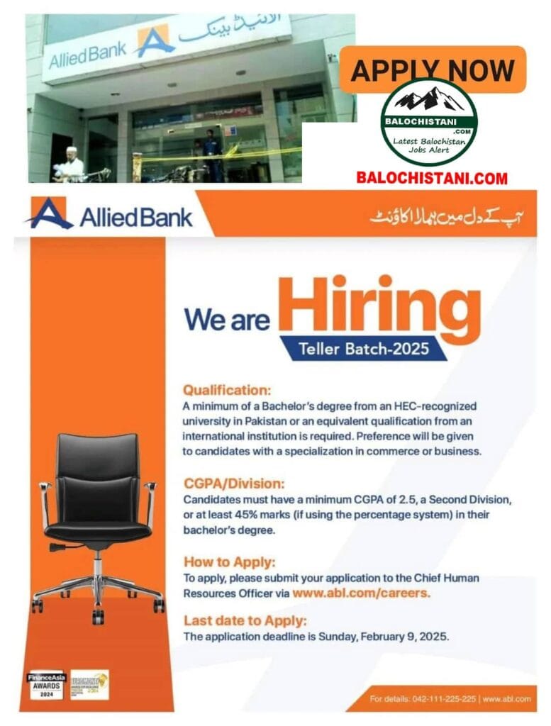 Allied Bank Limited ABL Jobs 2025 - Balochistan Jobs