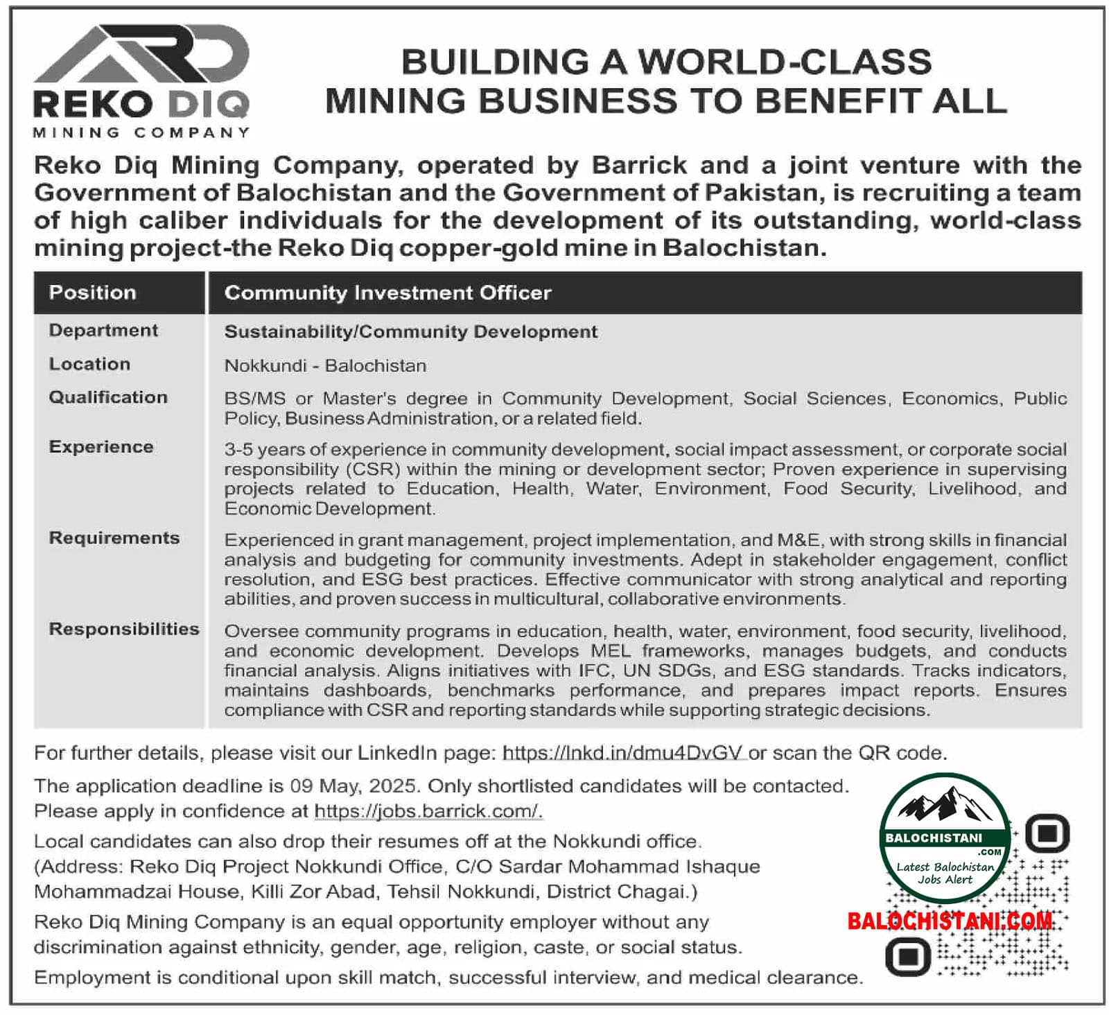 Reko Diq Jobs 2025 Online Apply