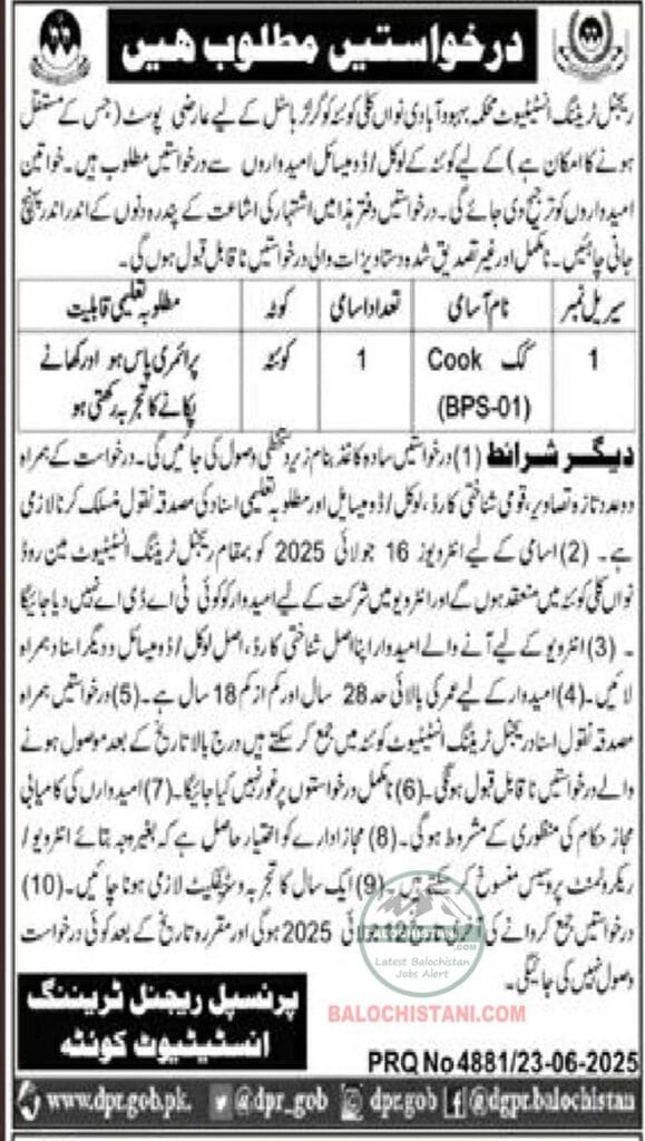 Population Welfare Department Quetta Jobs 2025